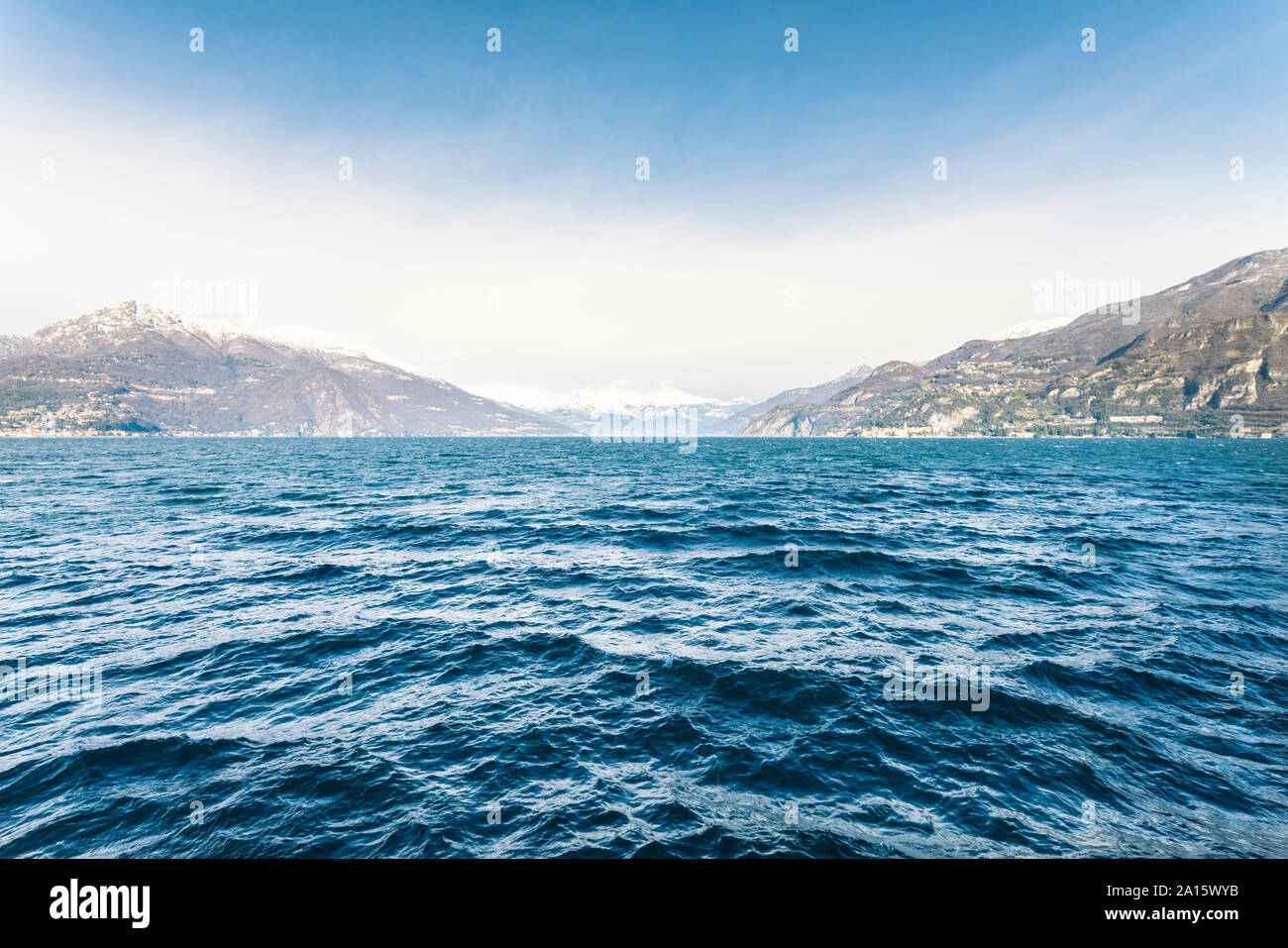 View of Lake Como and the Alps from Bellagio in winter, Italy Stock ...