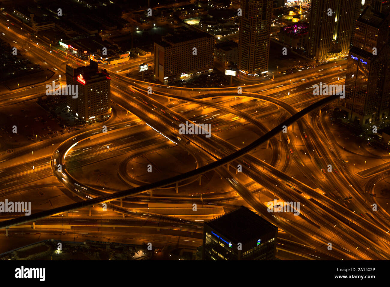 Roundabout at night Dubai Stock Photo - Alamy