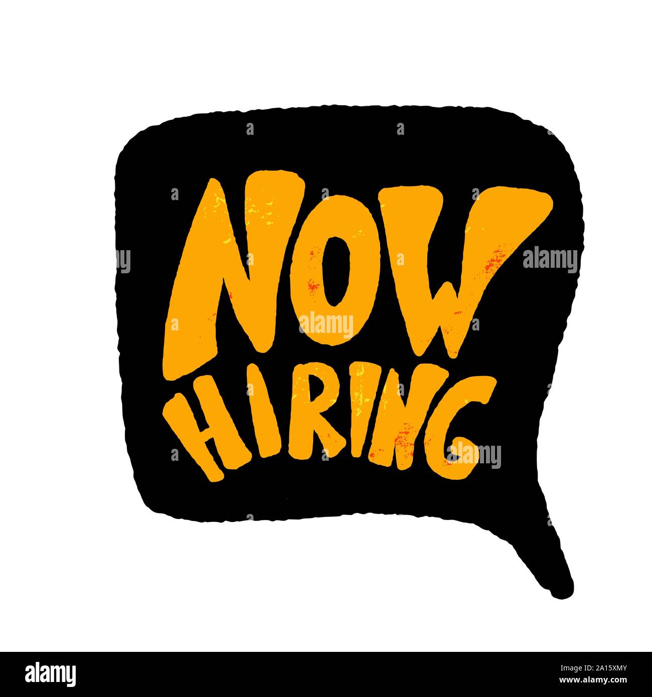 Now hiring quote with bubble speech isolated on white background ...