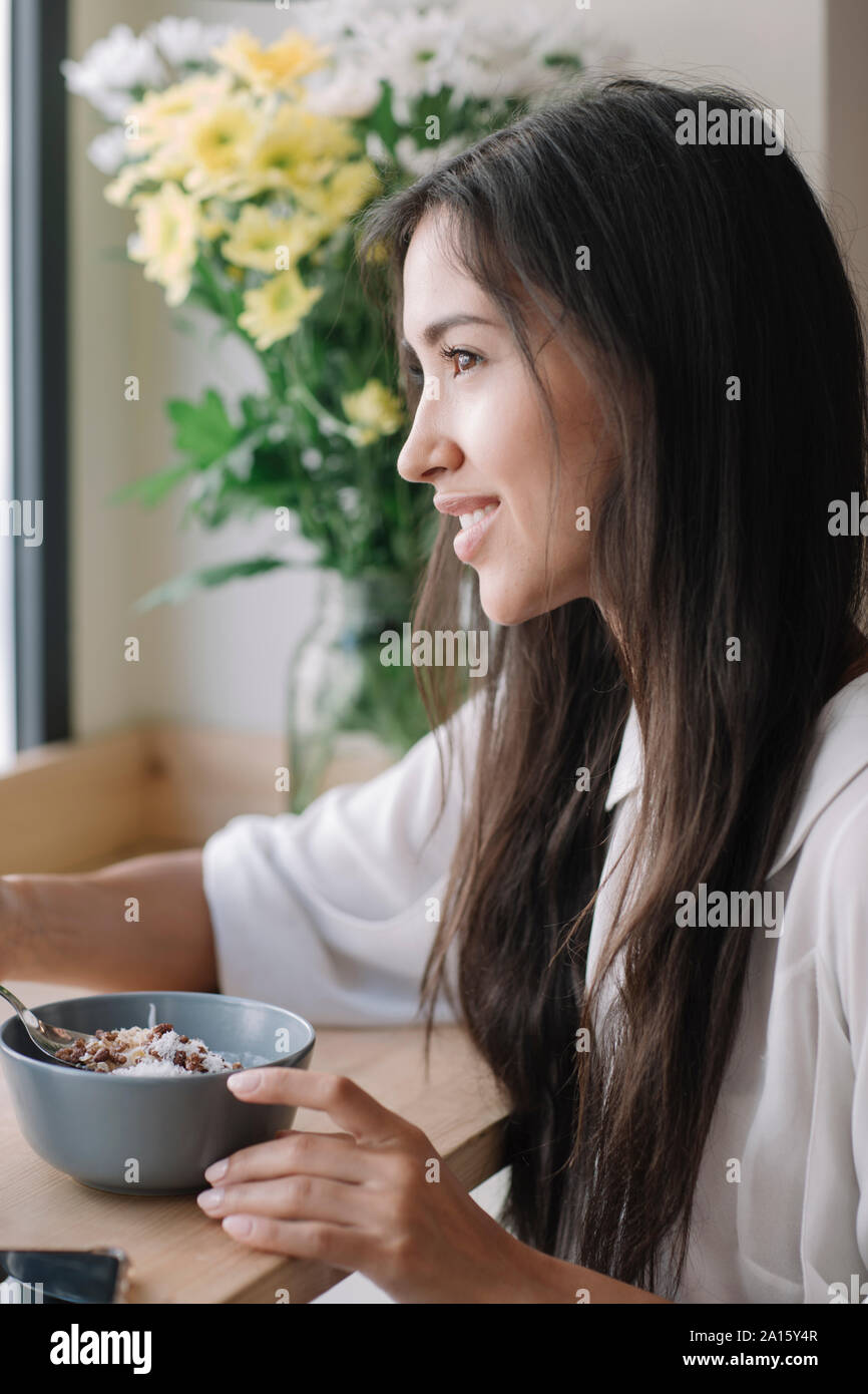 Beautiful woman breakfast in hi-res stock photography and images - Alamy
