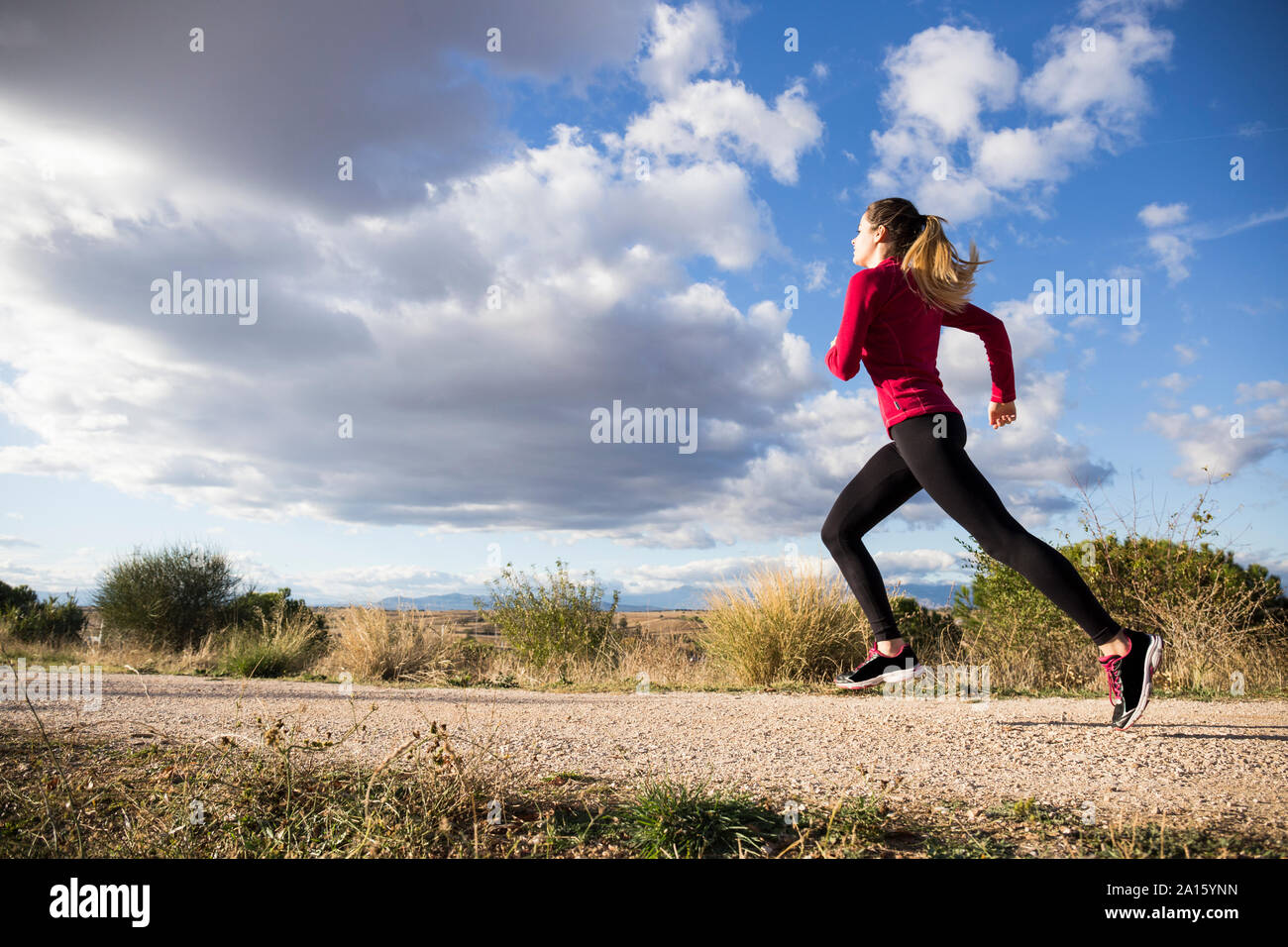 Woman jogging on nature hi-res stock photography and images - Alamy