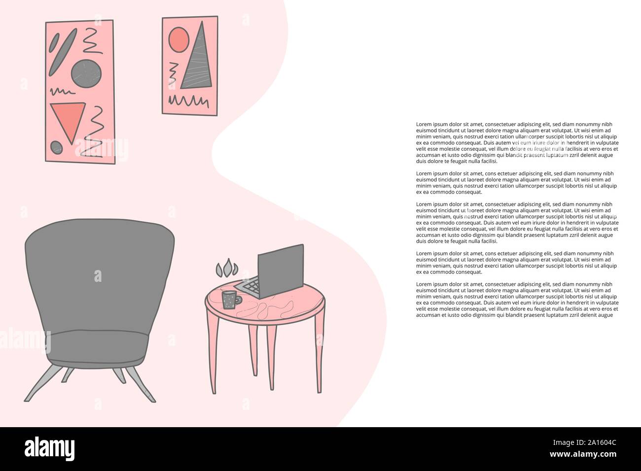 Banner template with interior of room. Vector illustration Stock Vector ...