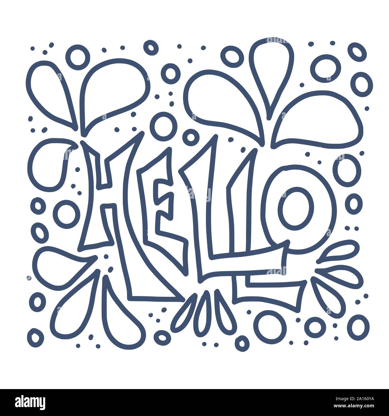 Hello stylized word isolated on white background. Lettering for banner ...