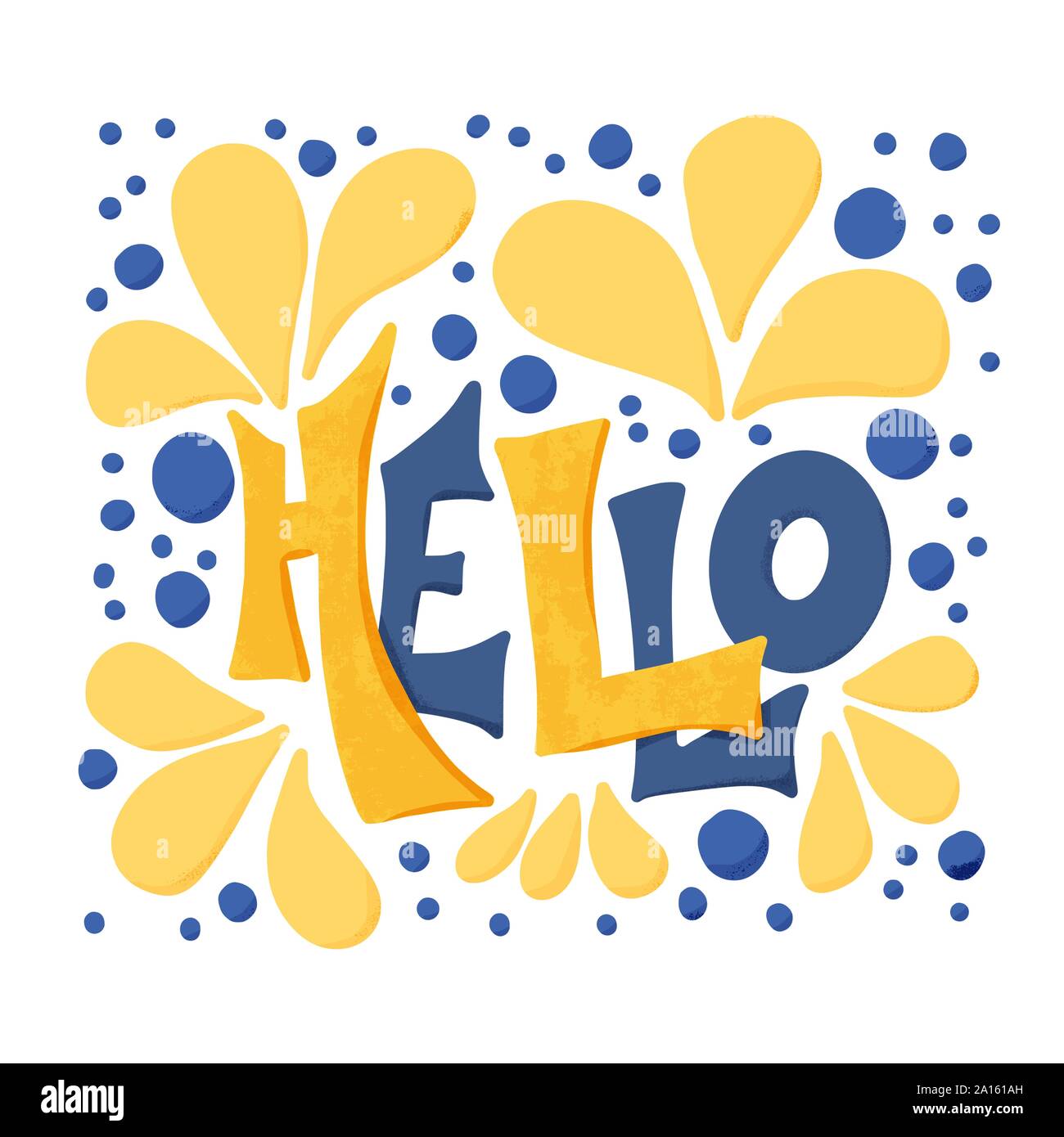 Hello stylized word isolated on white background. Lettering for banner ...