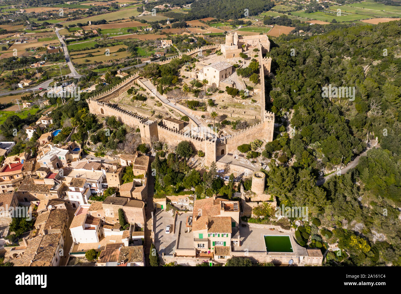 Aerial view of Castle Of Capdepera in village Stock Photo - Alamy