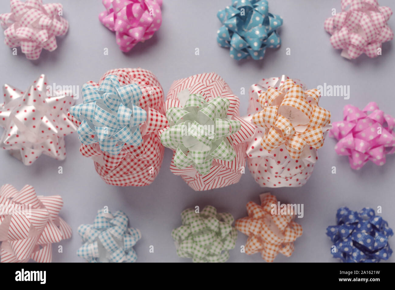 The pastel color ribbon and bows Stock Photo - Alamy