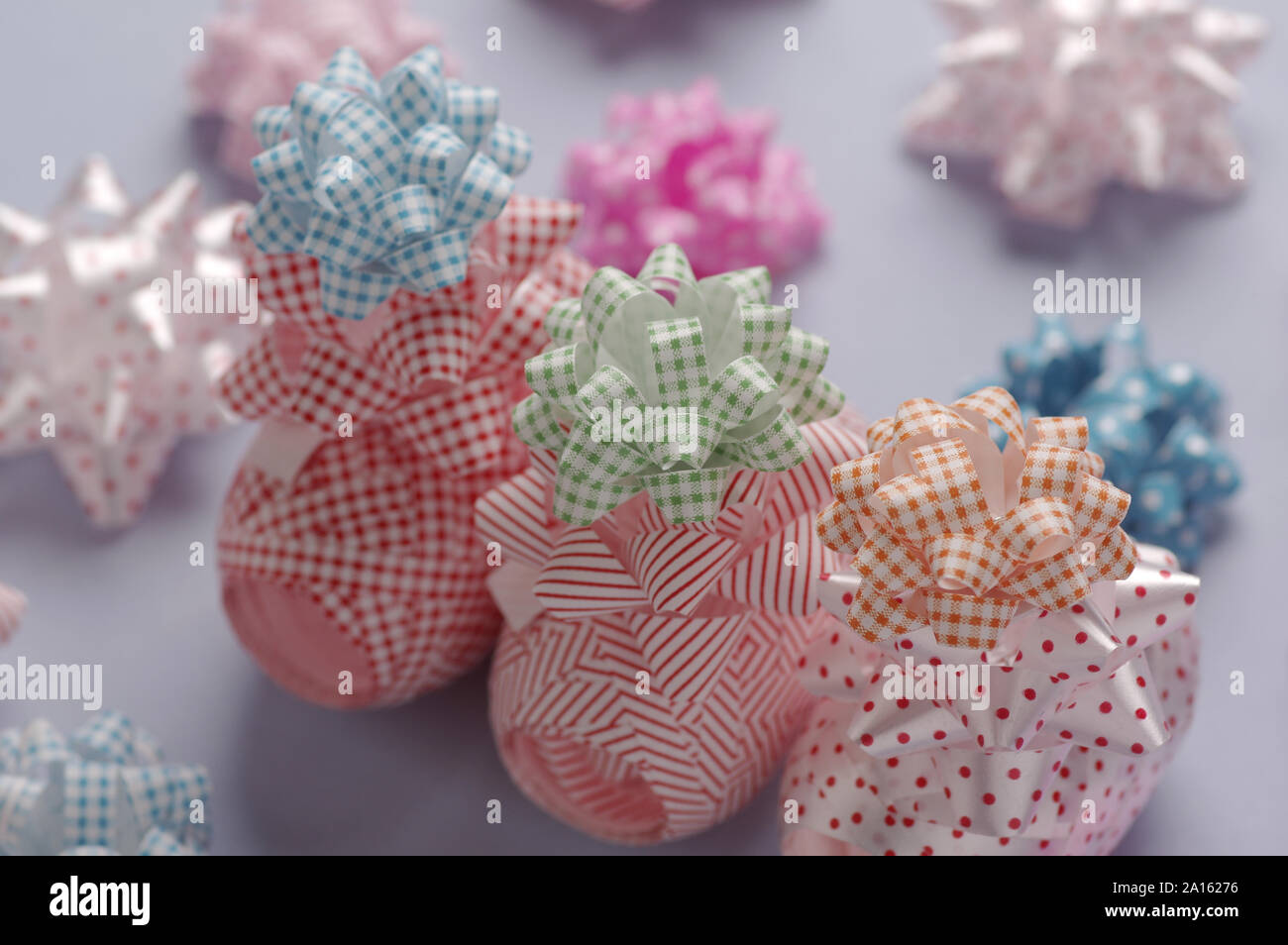 The pastel color ribbon and bows Stock Photo - Alamy