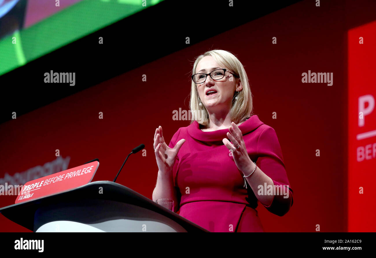 Shadow business secretary Rebecca Long-Bailey delivers her speech ...