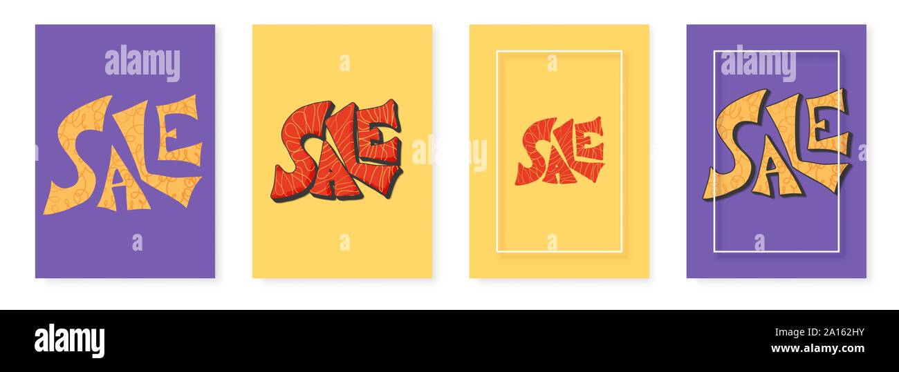 Sale banners set. Stylized promotion lettering with geometric ...