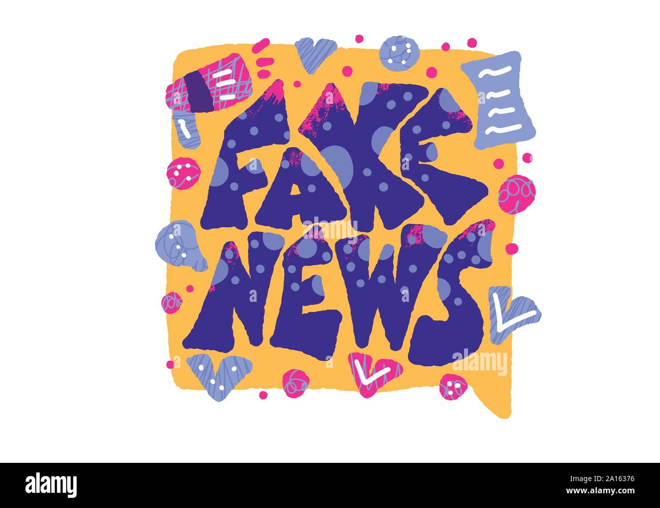 Fake news message with speech bubble and media design elements. Banner ...