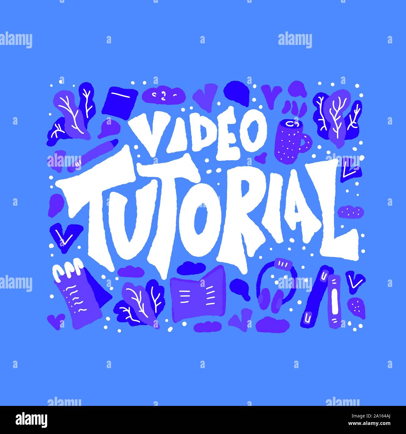 Video tutorial concept. Lettering with decoration. Vector color ...