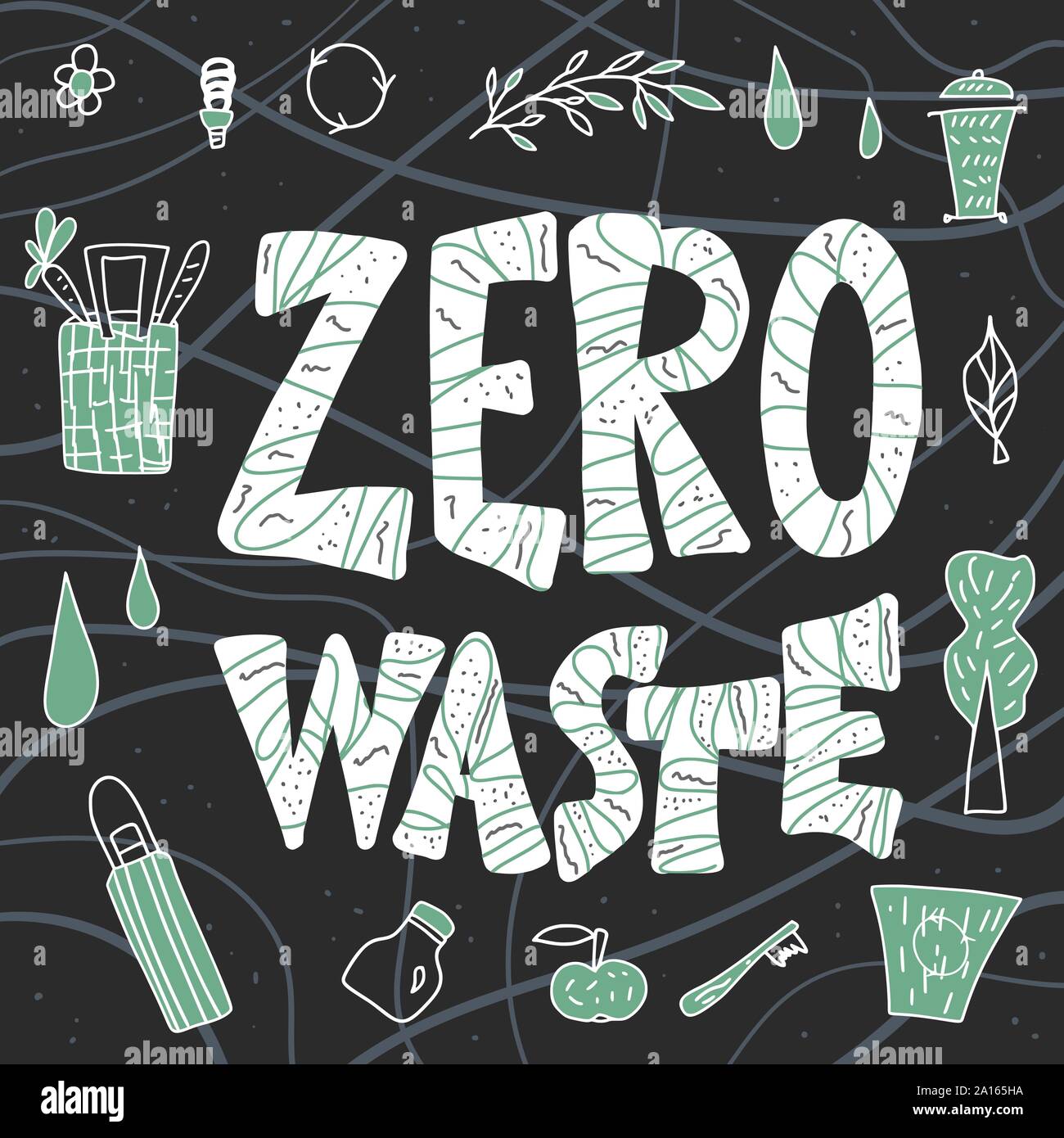 Zero waste concept. Ecological lifestyle emblem with lettering. Vector ...