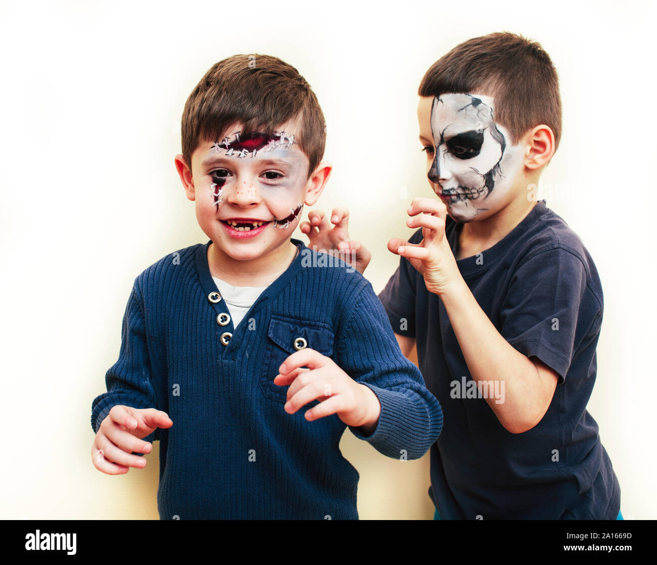 zombie apocalypse kids concept. Birthday party celebration facepaint on ...