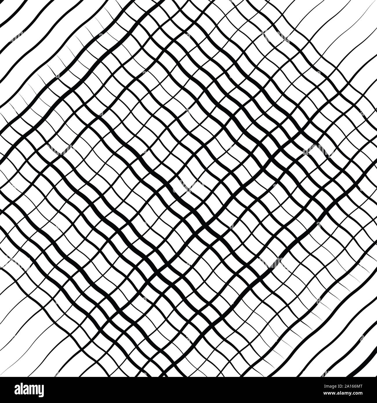 Wavy, waving, zigzag lines crosshatch grid, mesh pattern. Abstract ...