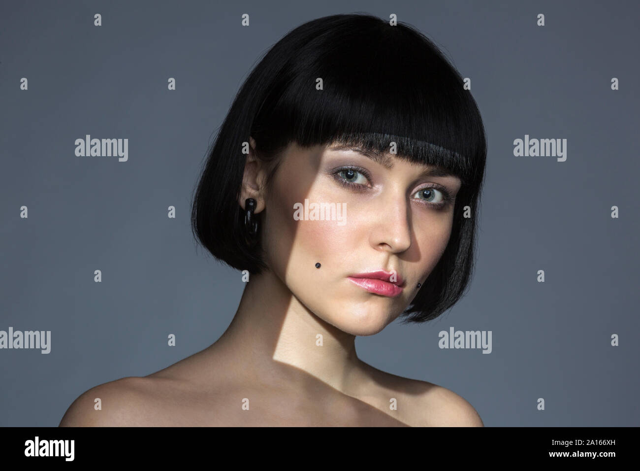 Female face portrait plain serious hi-res stock photography and images ...
