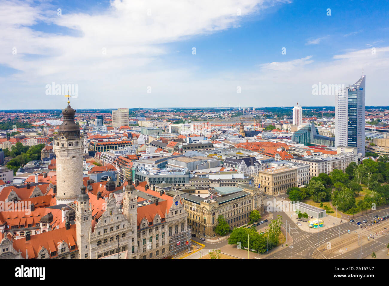 Elevated city view with town hall tower hi-res stock photography and ...