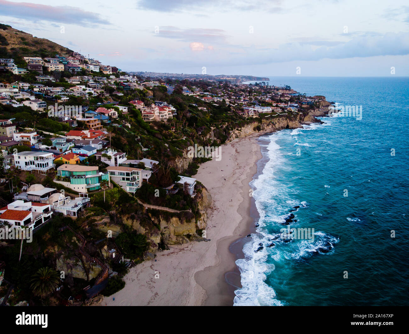 Drone view of Luxury houses at the coast of Laguna Beach, California ...