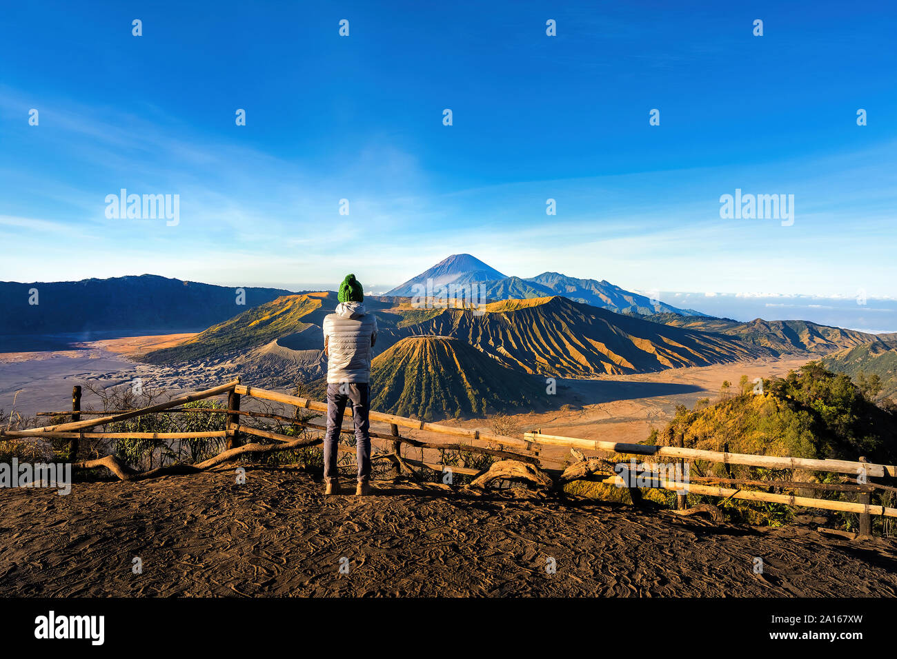 Travel concept of a journey to Bromo mountain in Indonesia, well knowd ...
