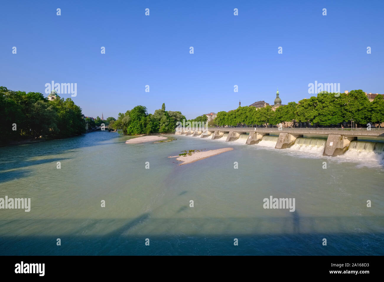 Germany, Upper Bavaria, Munich, Wehrsteg bridge on Isar river Stock ...