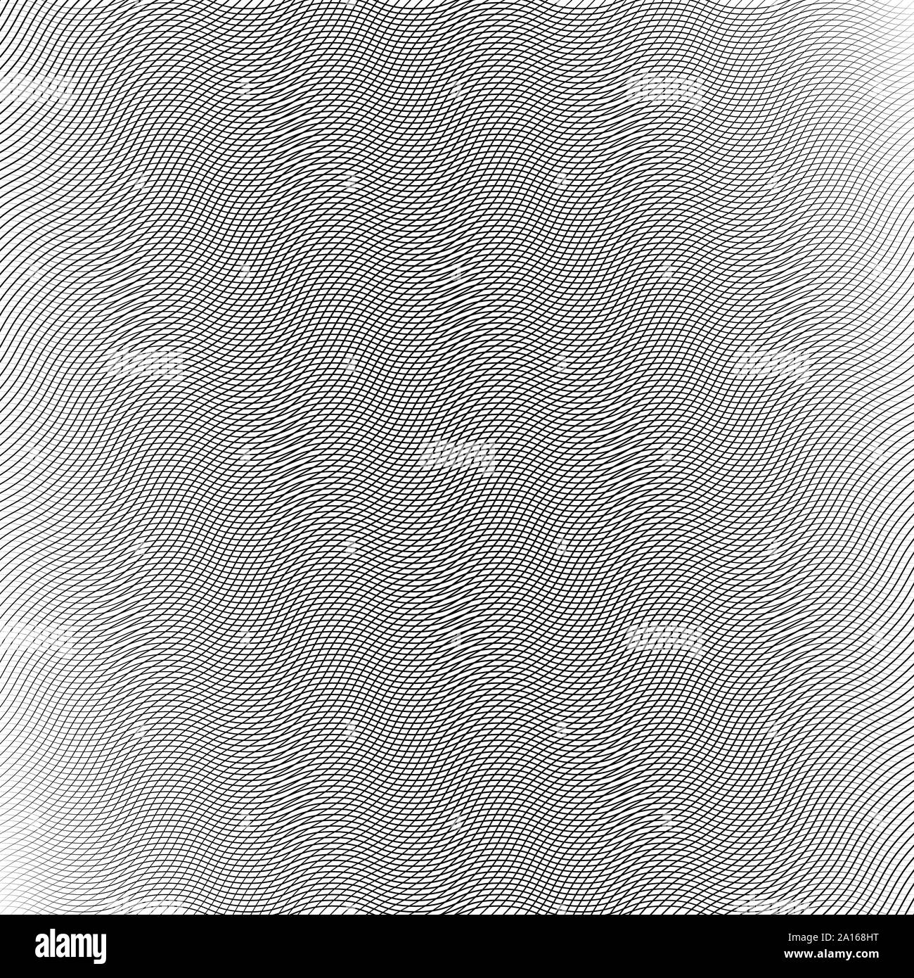 Wavy, waving, zigzag lines crosshatch grid, mesh pattern. Abstract ...