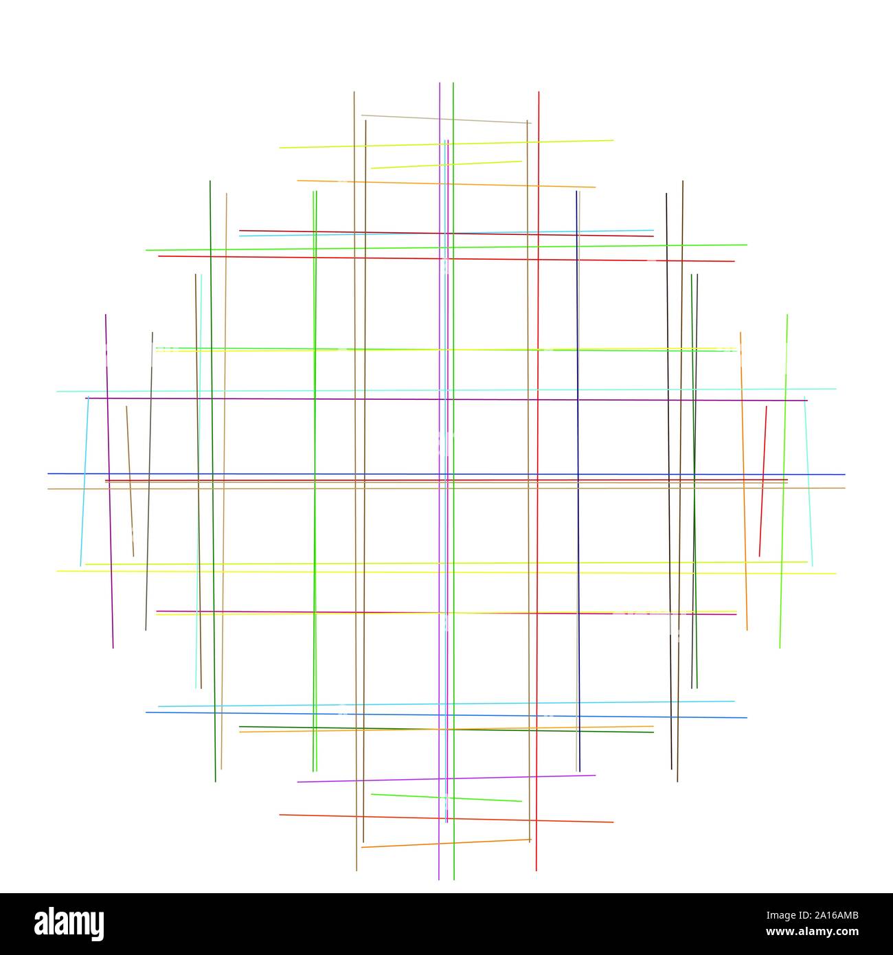 Crosshatch, tangle lines circle. Scribble, sketchy random intersecting lines grid, mesh ...