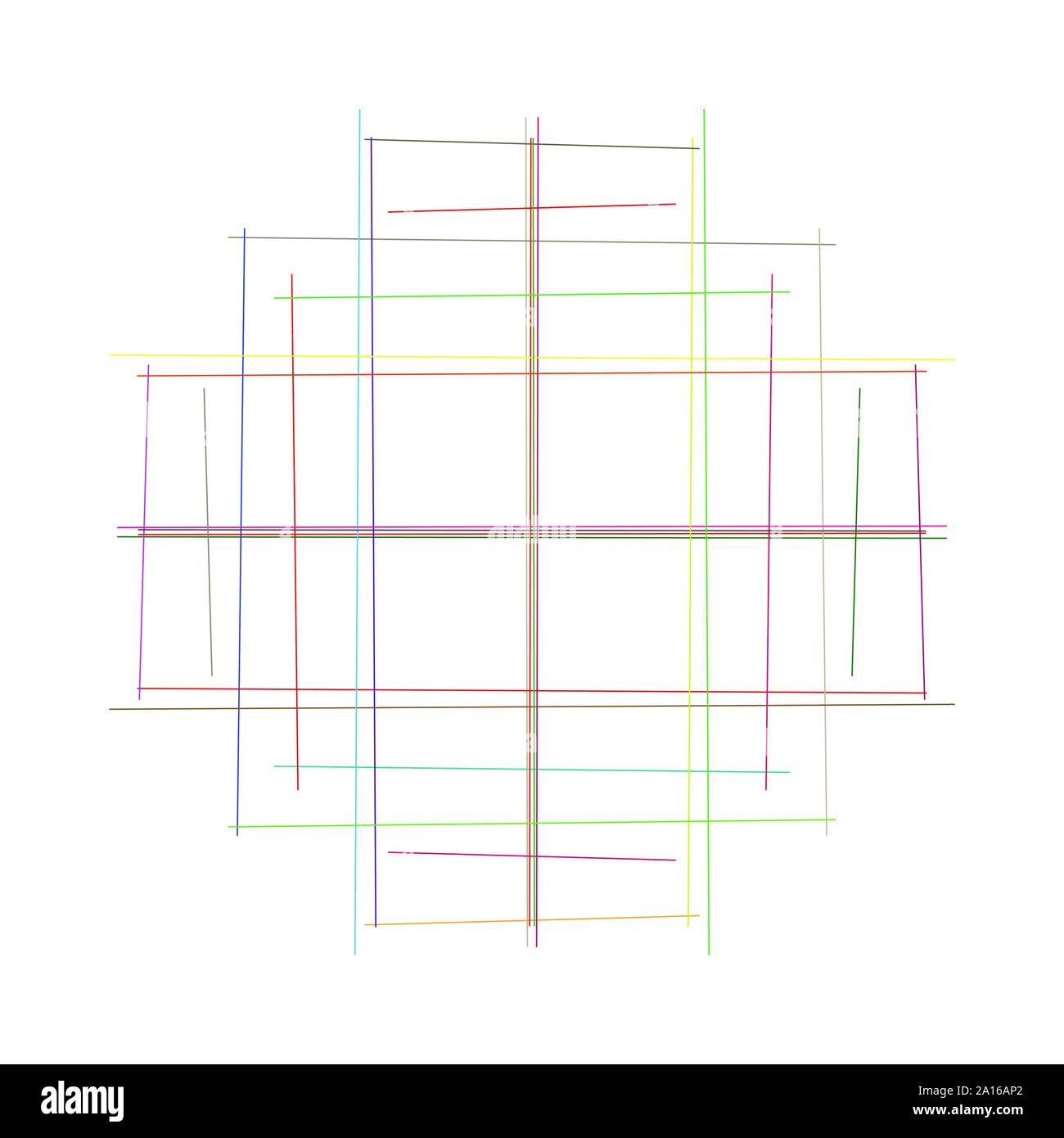 Crosshatch, tangle lines circle. Scribble, sketchy random intersecting lines grid, mesh ...