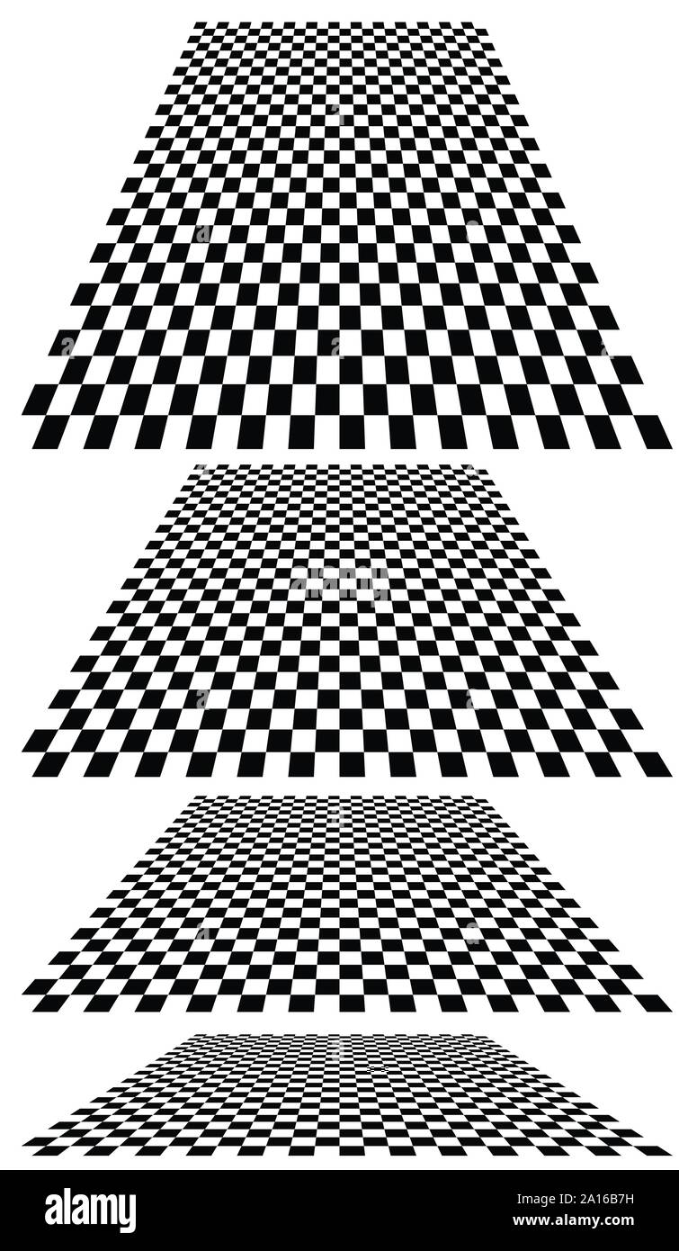 Chequered, checker plane in 3D perspective background. Vanishing ...