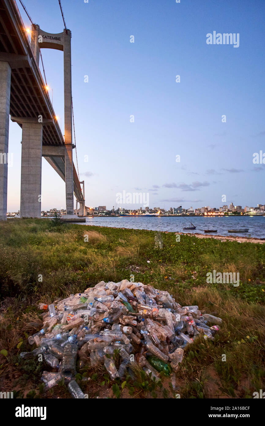 Amount of plastic bottles close to the Catembe bridge, Maputo ...