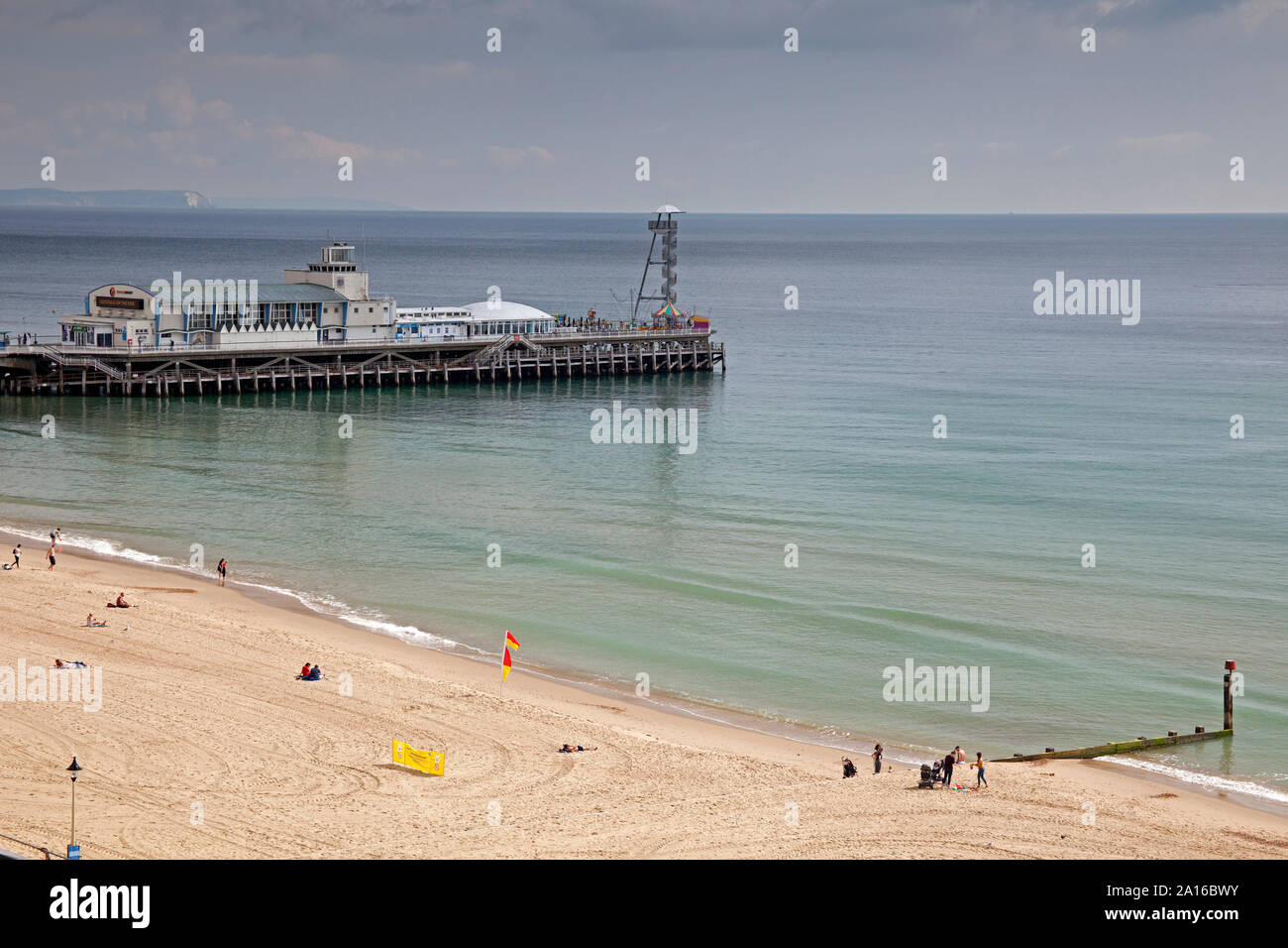 Empty Bournemouth Beach, and pier Bournemouth, England, UK Stock Photo ...