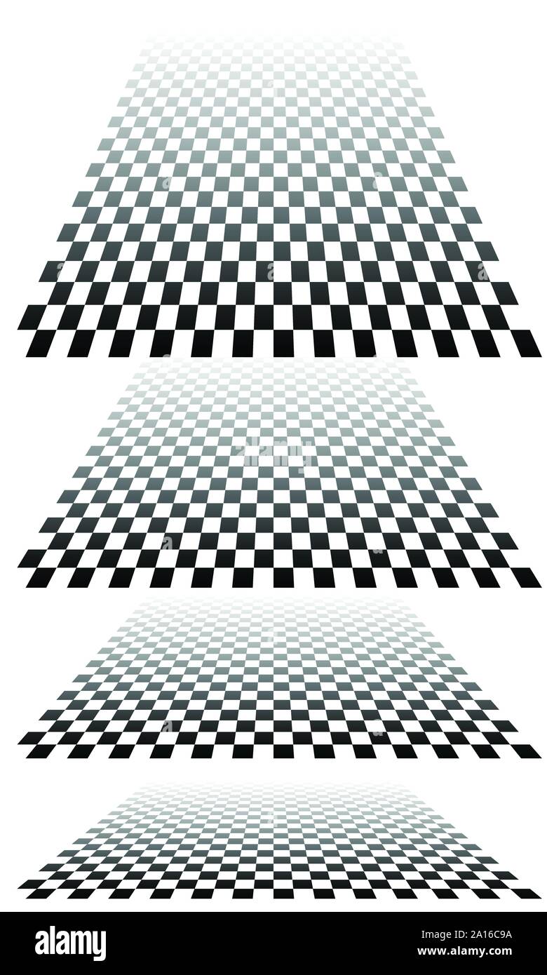 Chequered, checker plane in 3D perspective background. Vanishing ...