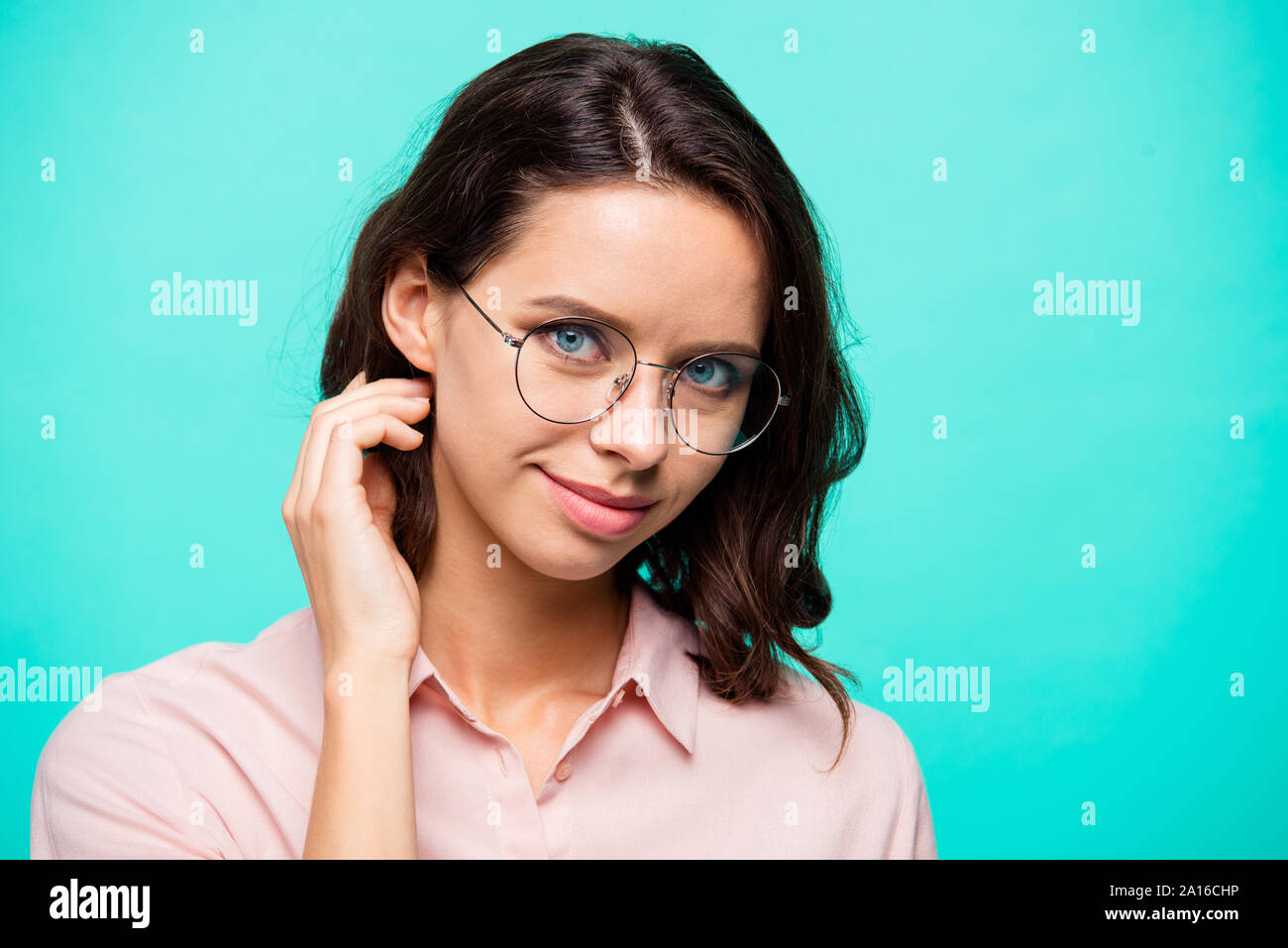 Close-up portrait of nice cute sweet charming attractive content Stock ...