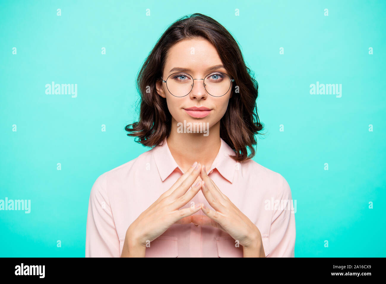 Portrait of nice cute calm peaceful adorable attractive charming Stock ...