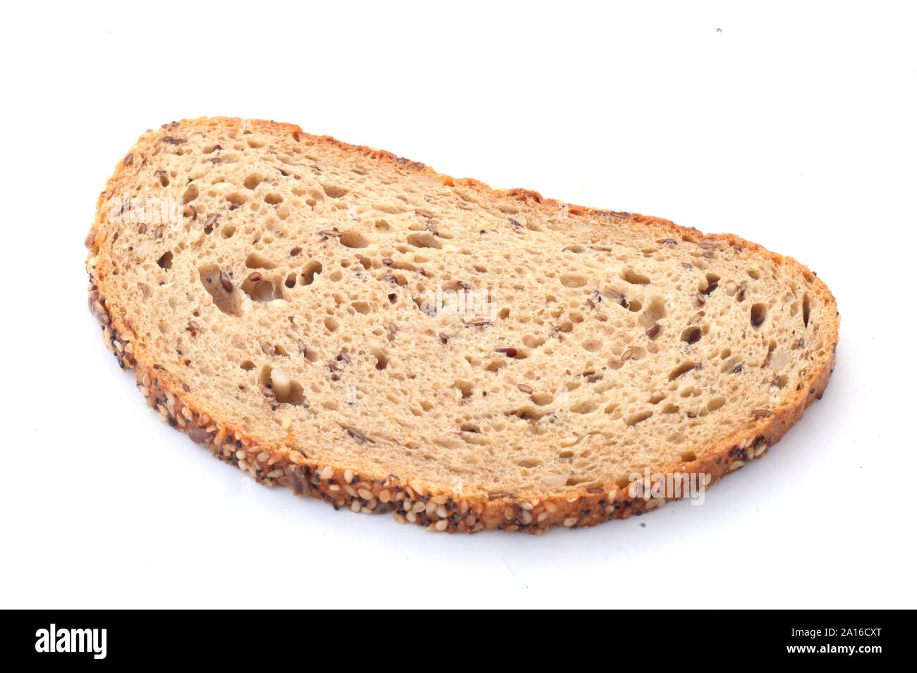 A Slice Of Whole Grain Bread Isolated On White Stock Photo - Alamy