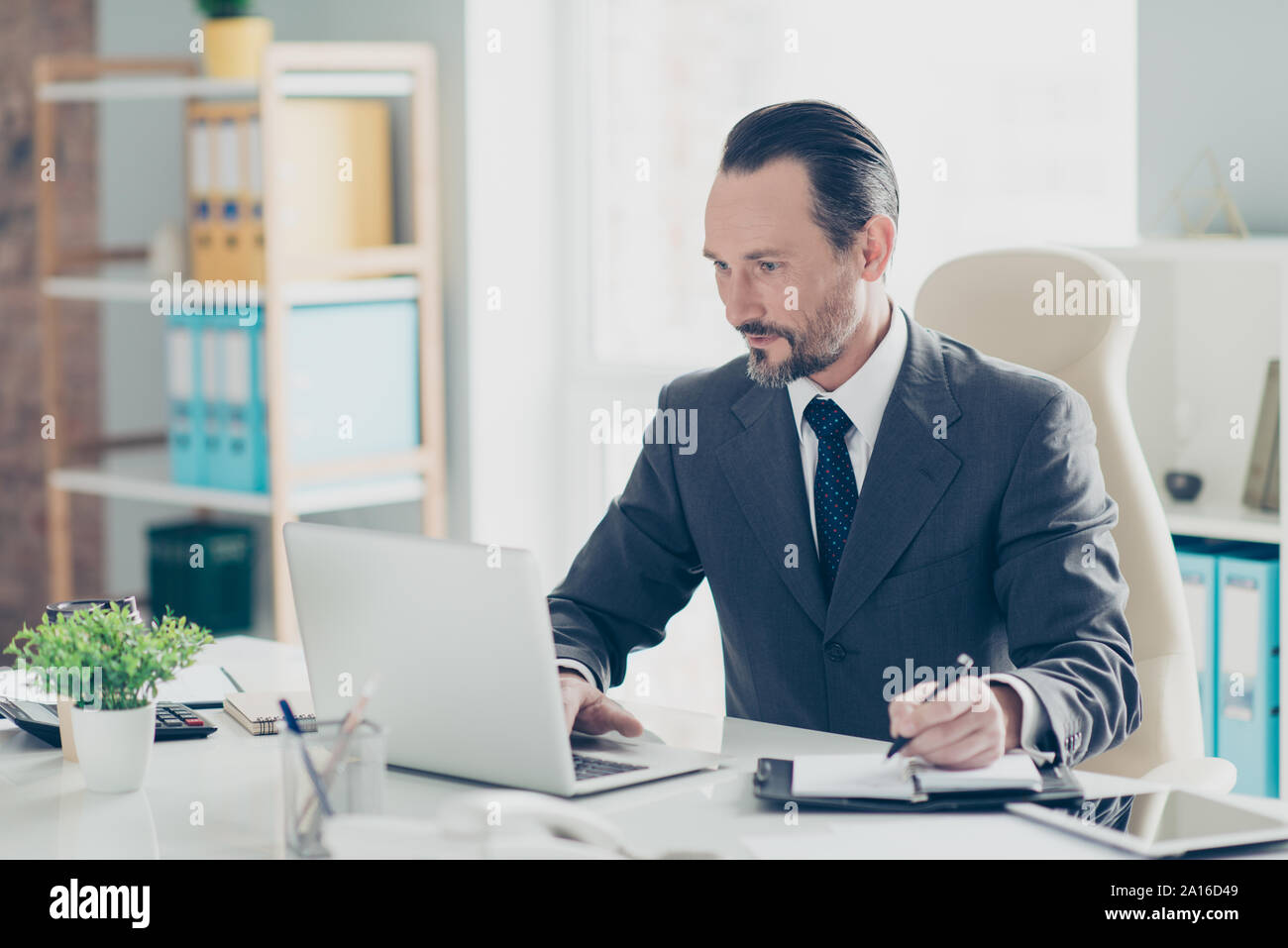 Portrait of accountant advocate agent expert man in stylish styl Stock ...