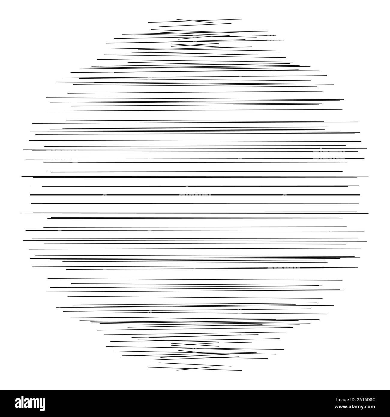 Random dynamic lines circle. Parallel, straight, scatter lines, stripes ...