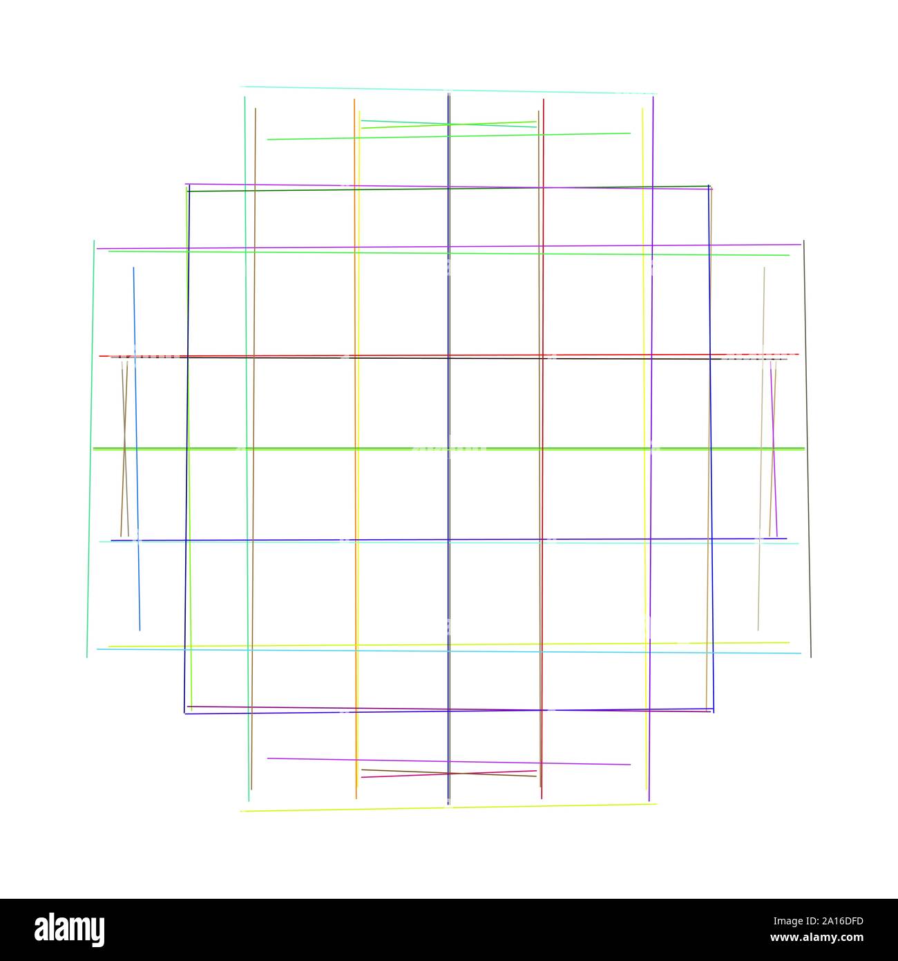 Crosshatch, tangle lines circle. Scribble, sketchy random intersecting lines grid, mesh ...