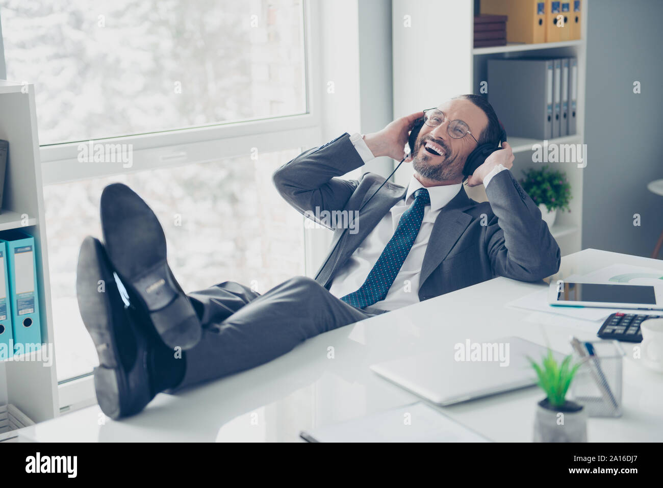 Profile side half turn view handsome attractive good-looking man Stock ...