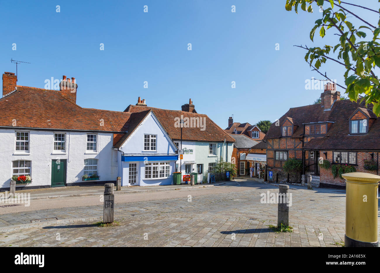 Historic buildings in The Square in Hamble-le-Rice, a coastal village ...