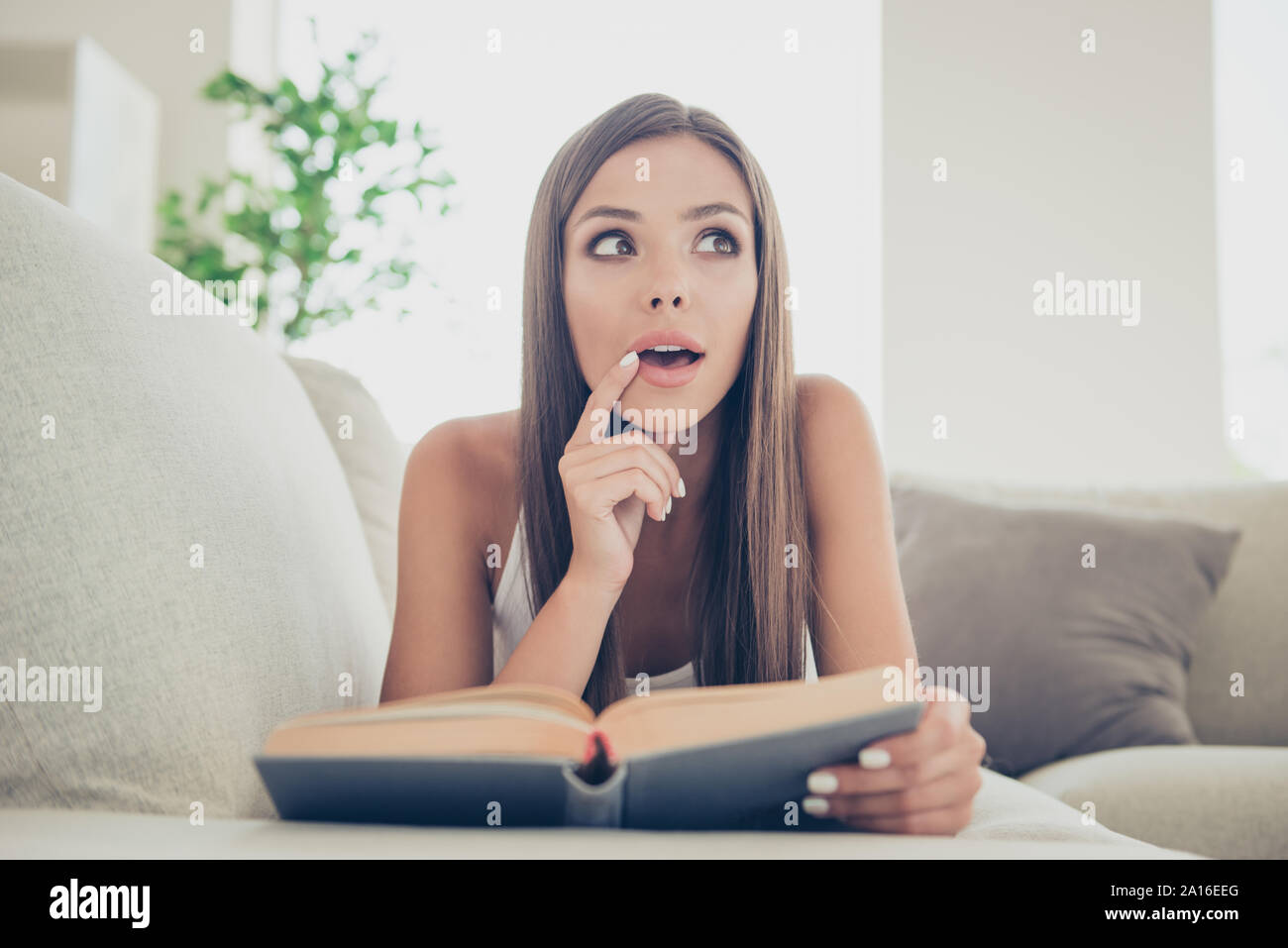 Intellectual people she her person concept. Close up photo portr Stock ...