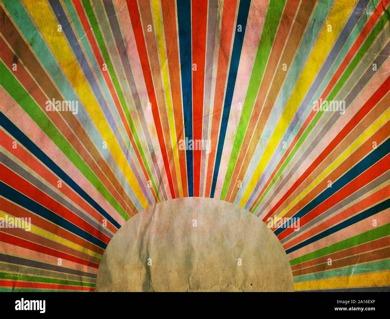 Abstract art colorful lines, retro background with rays and paper ...