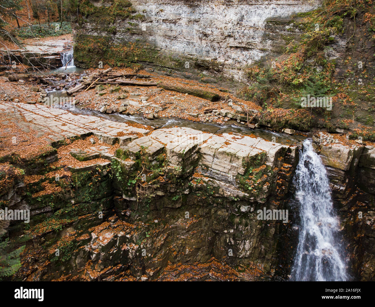overhead view of waterfall in mountains Stock Photo - Alamy