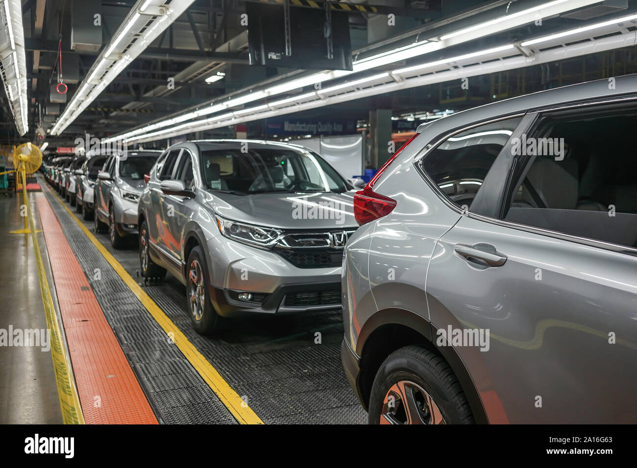 Assembly Line of production of Civic and SUV cars at Honda factory in ...