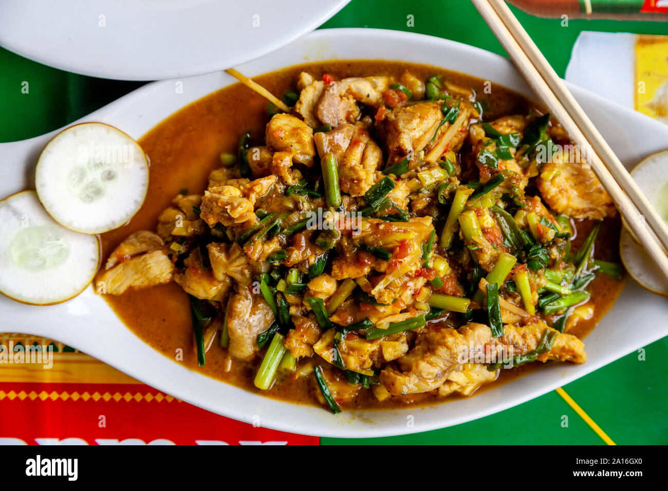 Typical Burmese Food (Fish Curry), Nyaung Shwe, Lake Inle, Shan State ...