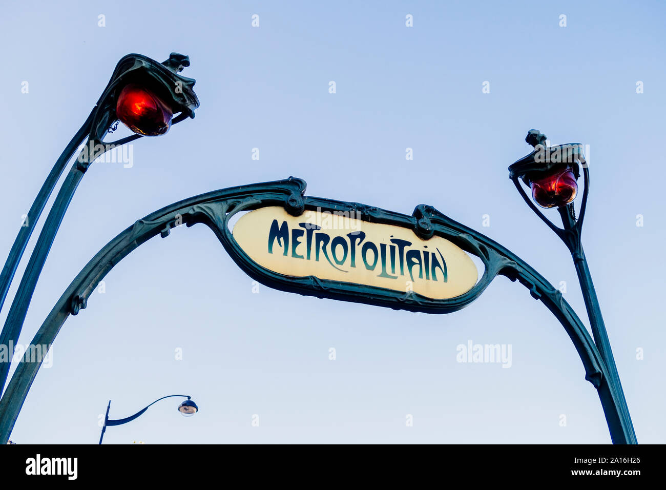 Paris, France - Sept 03, 2019: World famous old metro sign by the ...