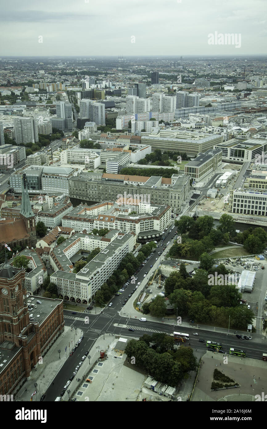 BERLIN, GERMANY - SEPTEMBER 08 2019: Panoromic aerial view of Berlin ...
