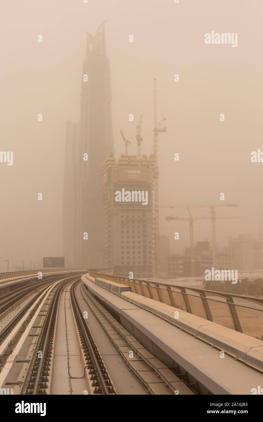 DUBAI - View from the metro during the massive sandstorm that hit the ...