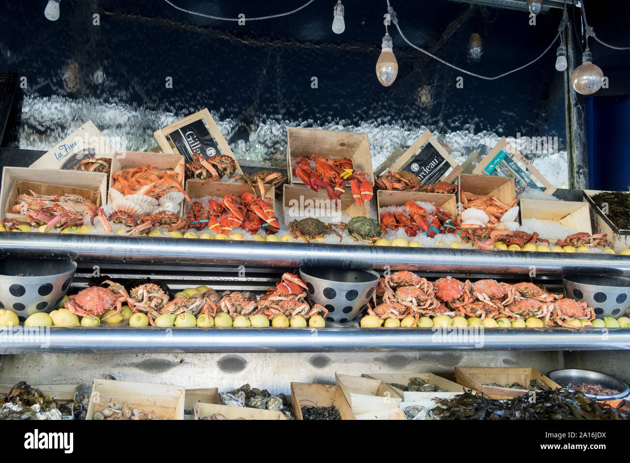 Paris, France - Sept 03, 2019: Fresh Seafood displayed at the ...