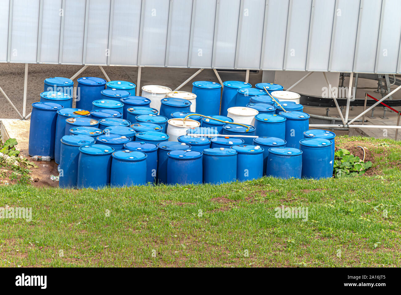 Blue barrels hi-res stock photography and images - Alamy