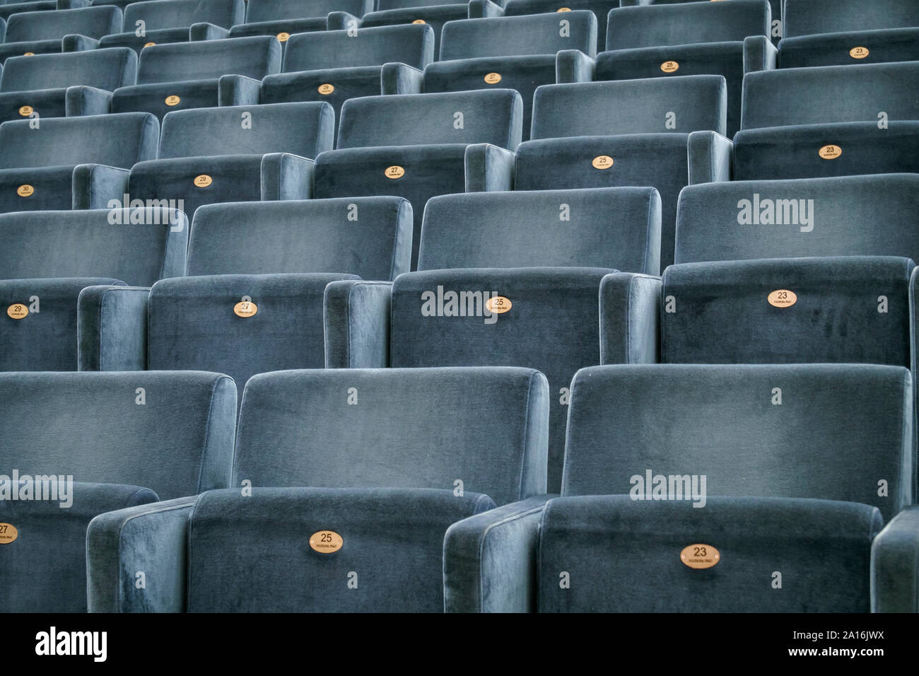 Empty seats chairs in a movie theater Stock Photo - Alamy
