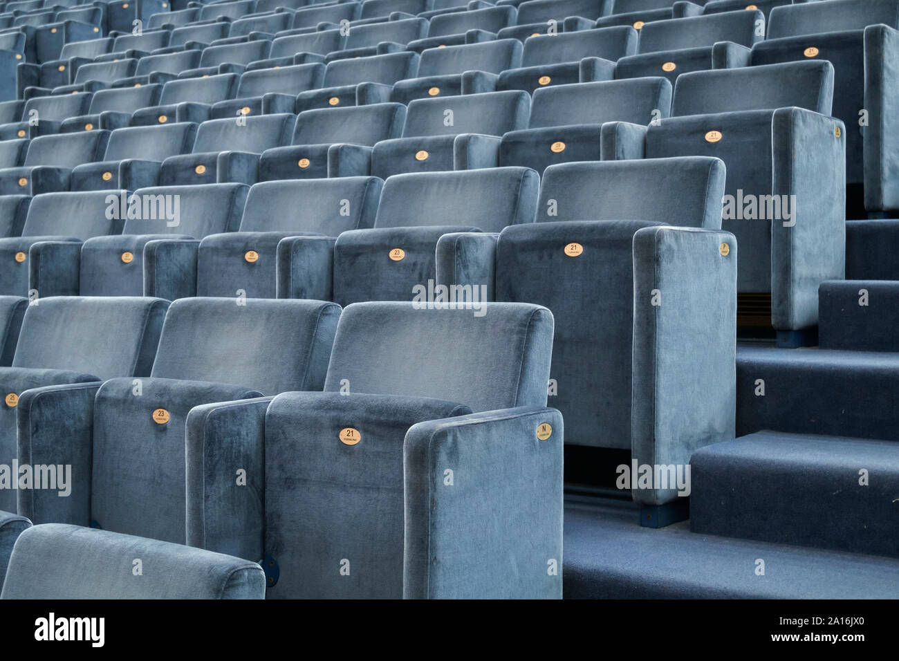 Empty seats chairs in a movie theater Stock Photo - Alamy
